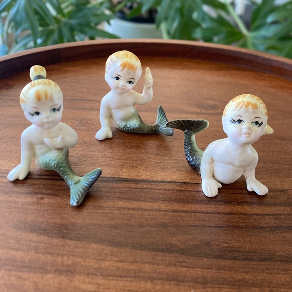 Vintage | Accents | Vintage Blonde Mini Mermaid Figurine Trio ...